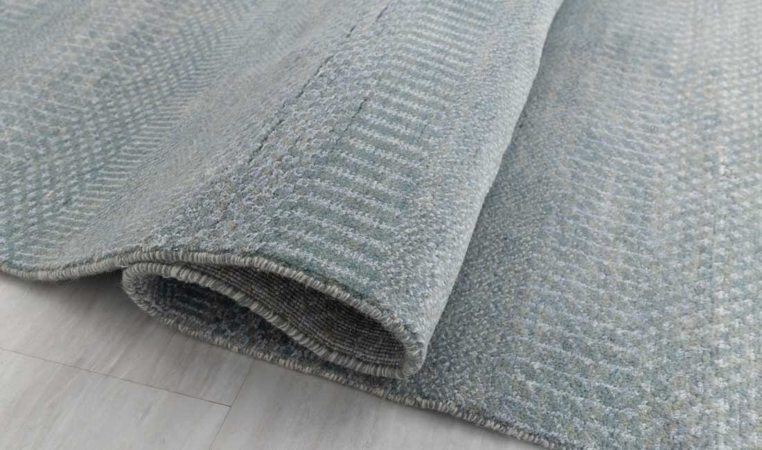 Luxury - Arvin Grey Blue Wool & Bamboo Silk Hand Knotted Premium Carpet