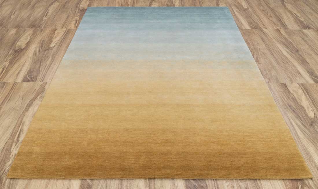 Buy Ombre Sunset Grey Mustard New Zealand Wool Hand Loom Premium Carpet ...
