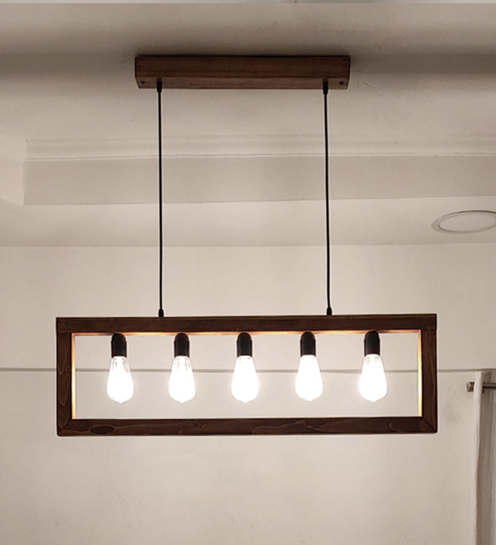 Buy Solid Wood Abacus Hanging Light With Brown Base Online | New ...