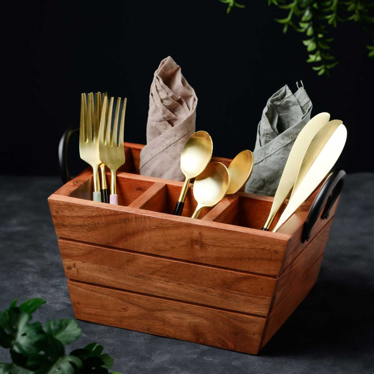 Buy Solid Wood Boat Cutlery Caddy/Holder with Horseshoe Handle Online ...
