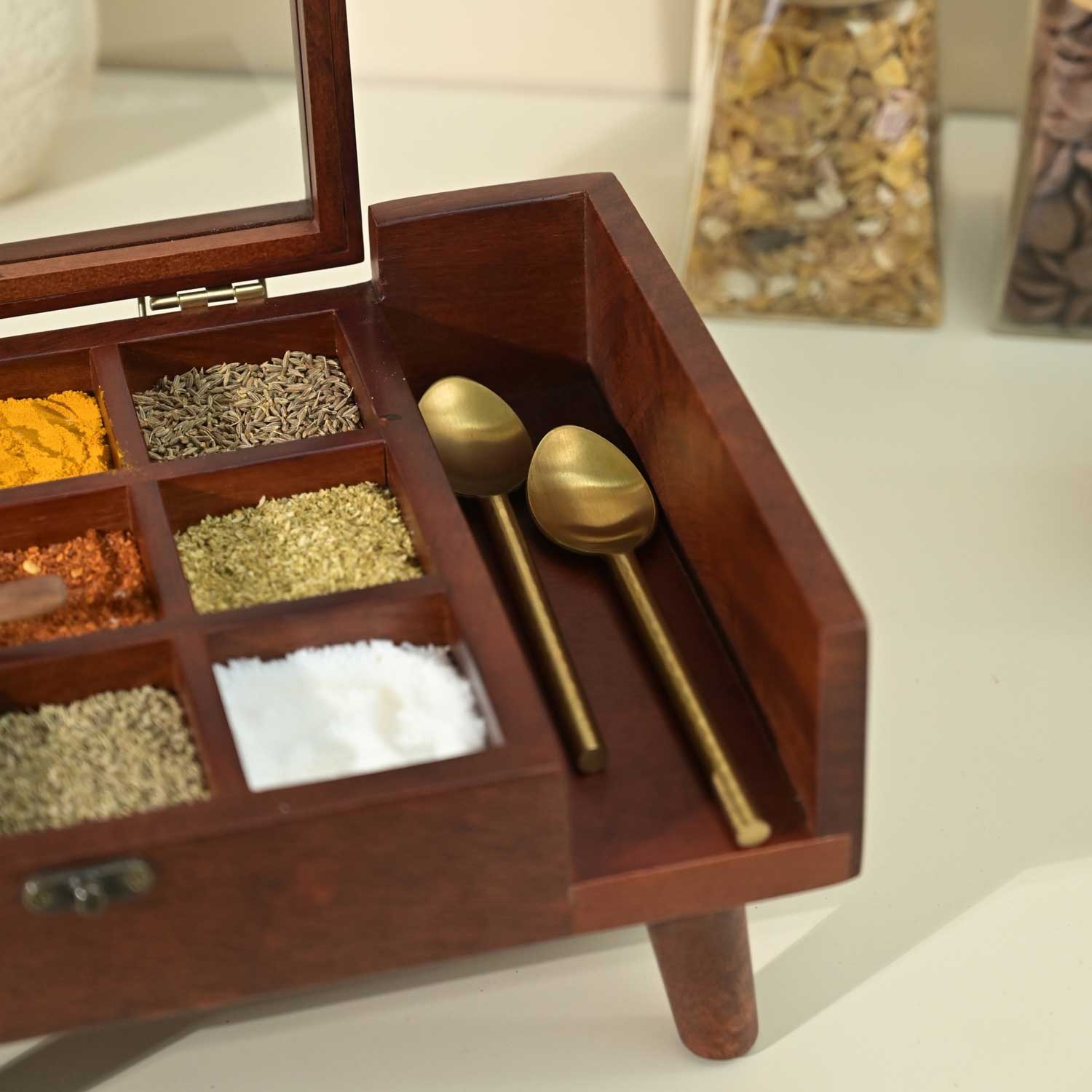 Buy Solid Wood Legged Spice Box Online | New Launches Kitchenware ...