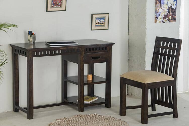 Buy Solid Wood Kuber Writing Study Table Online | New Launches Study ...