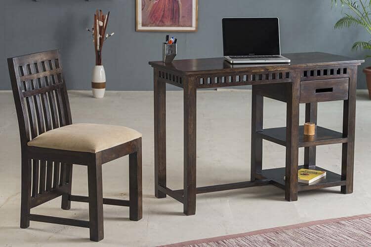 Buy Solid Wood Kuber Writing Study Table Online | New Launches Study ...