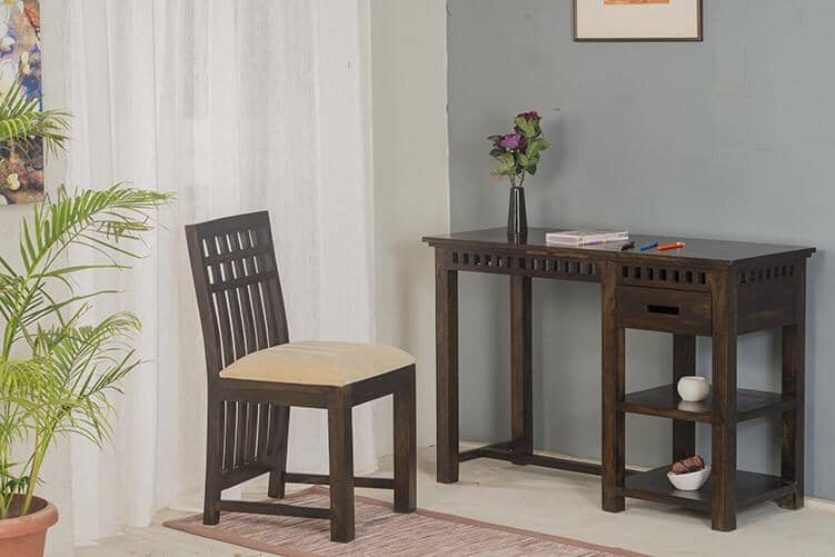 Buy Solid Wood Kuber Writing Study Table Online | New Launches Study ...