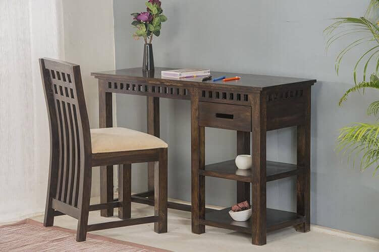 Buy Solid Wood Kuber Writing Study Table Online | New Launches Study ...