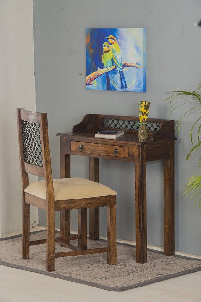 Buy Solid Wood Jail Writing Study Table Online | New Launches Study ...
