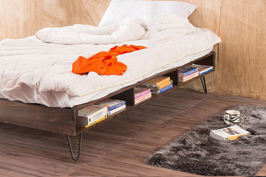 Buy Solid Wood Adept Single Bed with Inbuilt Bedside Online - Saraf ...