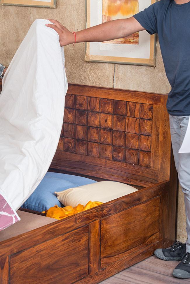 Buy Solid Wood Bowley Bed With Hydraulic Storage - Online In India ...