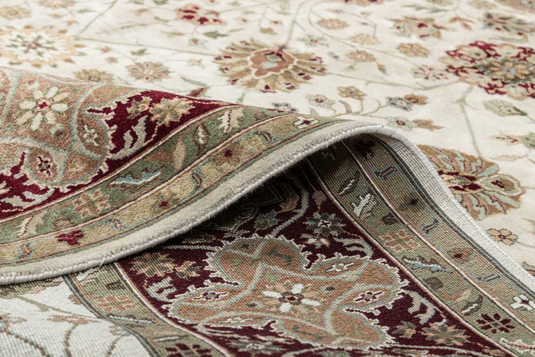 Buy Luxury Feather Ivory Red Woolen Hand Knotted Premium Carpet Online ...