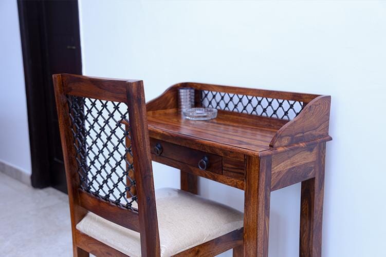Buy Solid Wood Jail Writing Study Table Online | New Launches Study ...