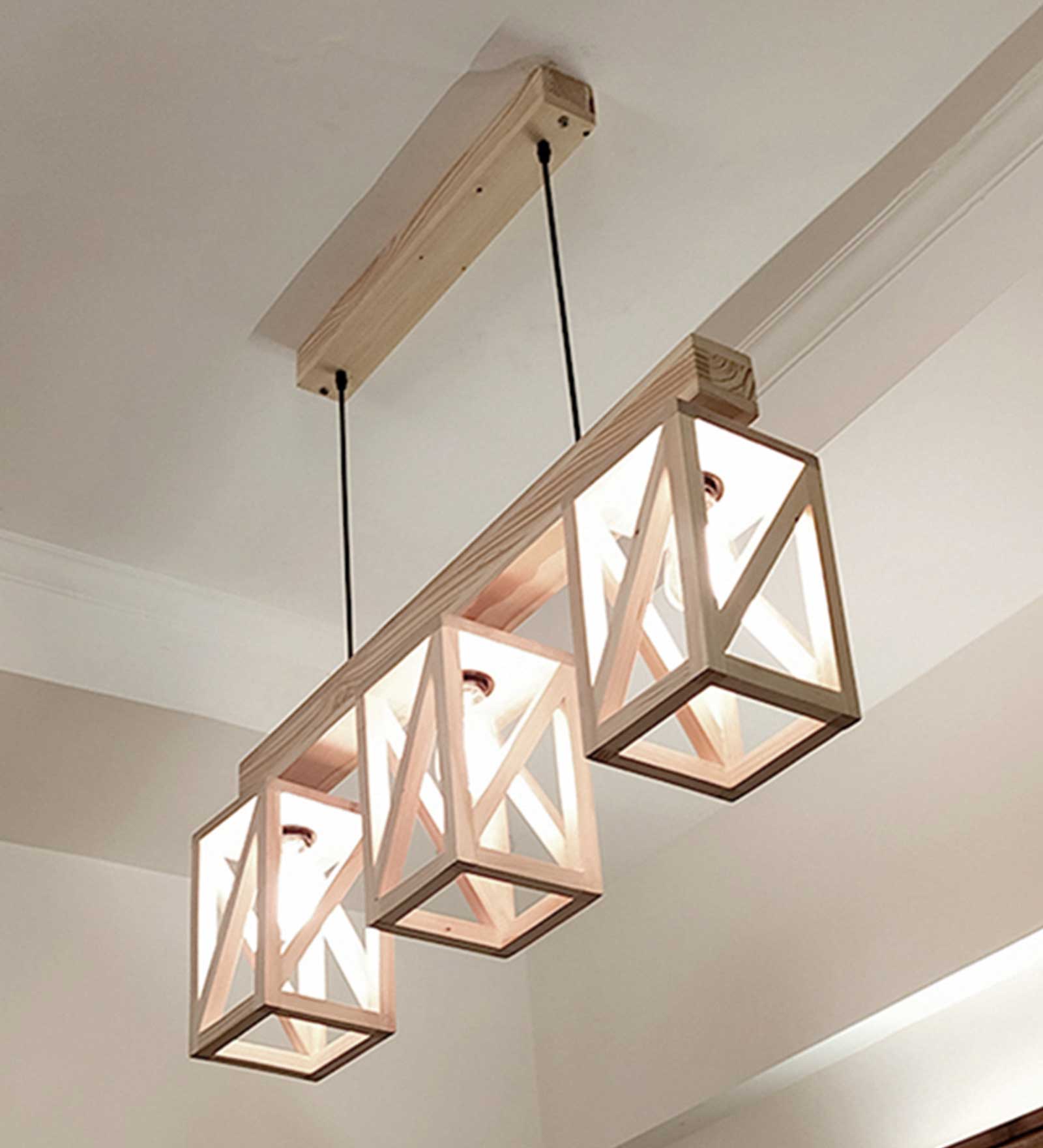Buy Solid Wood Symmetric Series Hanging Light With Beige Base Online ...
