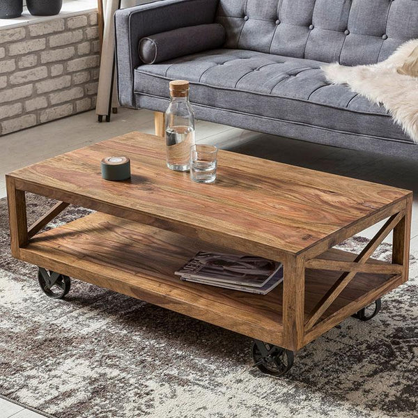 Solid Wood Crossia Retro Roller Wheel Coffee Table - Buy Furniture ...