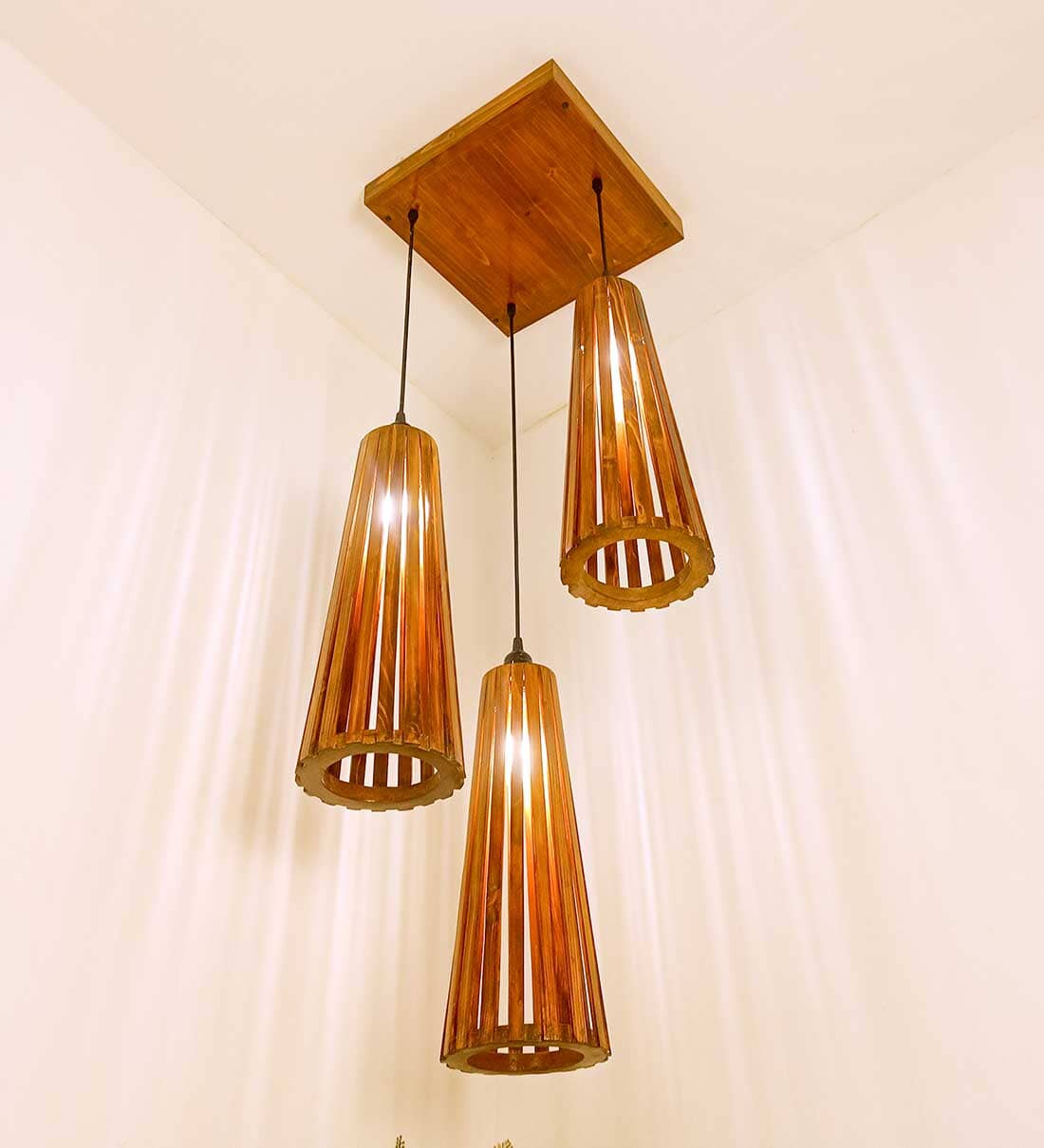 Buy Billet Brown Wooden Cluster Hanging Lamp Online | New Launches ...