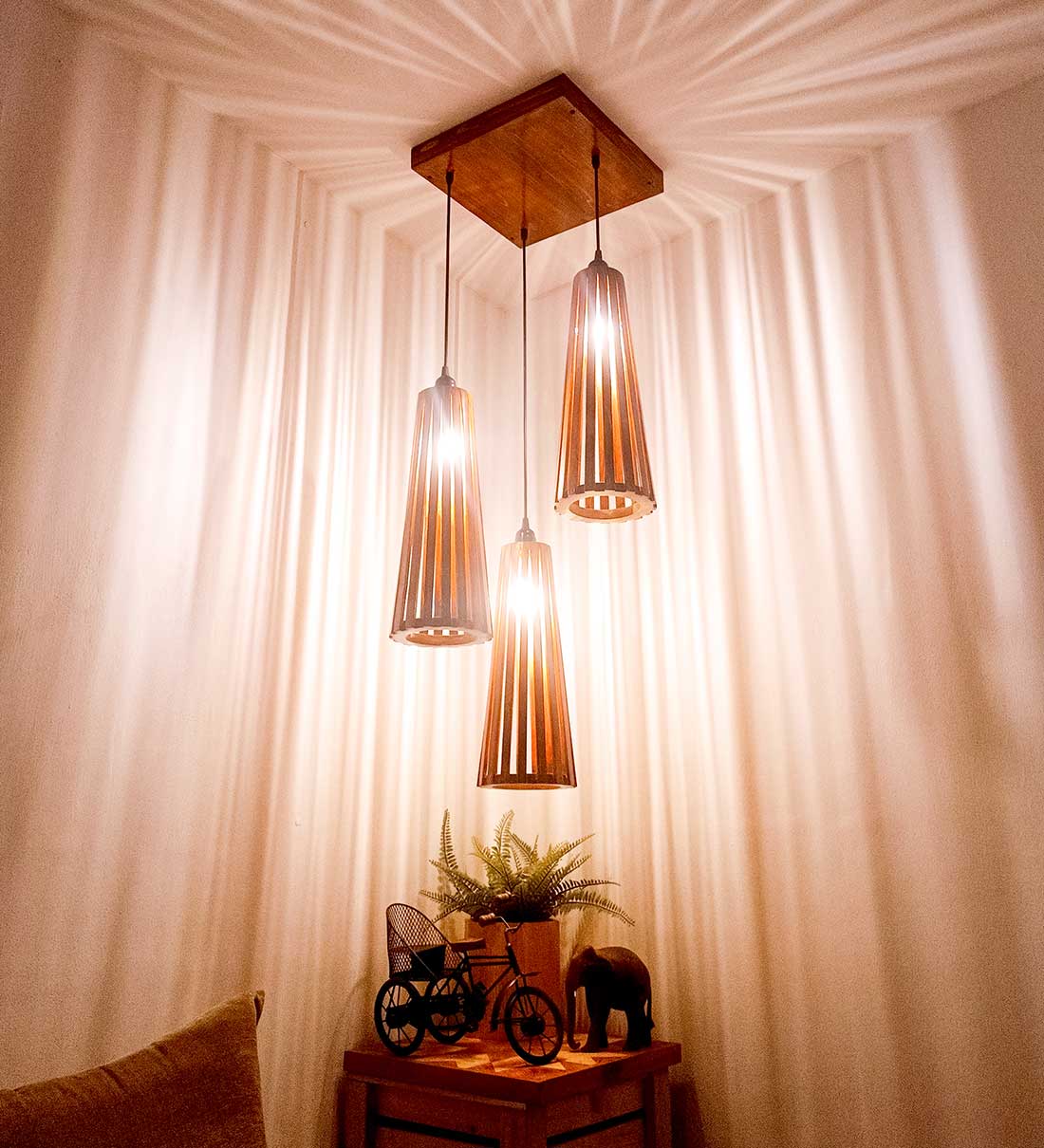 Buy Billet Brown Wooden Cluster Hanging Lamp Online | New Launches ...