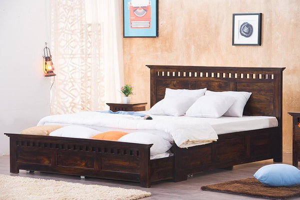 Buy Solid Wood Kuber Bed with Front Open Dual Storage - Latest Bed ...
