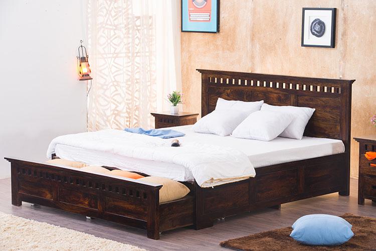 Buy Solid Wood Kuber Bed with Front Open Dual Storage - Latest Bed ...