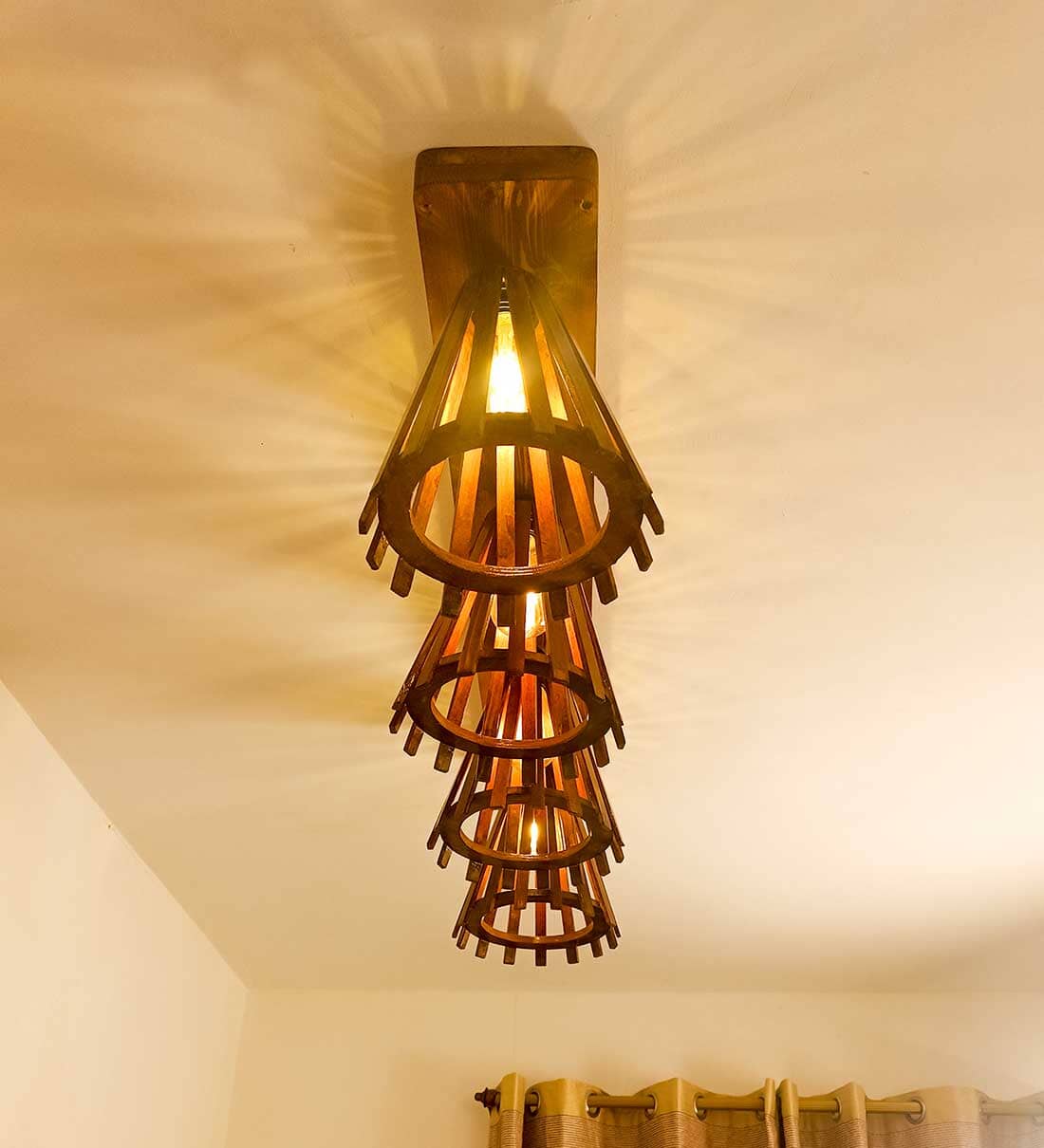 Buy Funnel Brown Wooden 4 Series Ceiling Lamp | New Launches Table Lamp ...