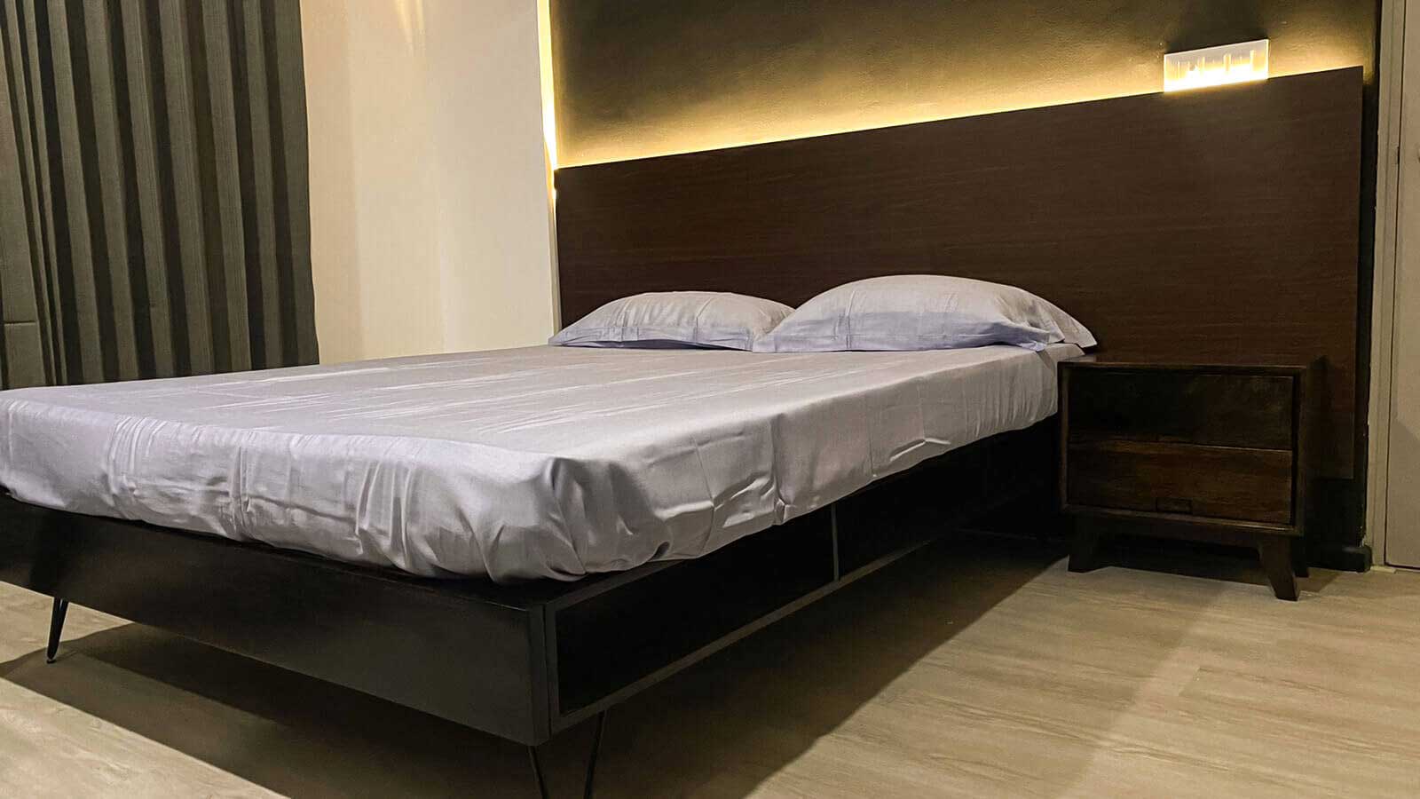 Buy Solid Wood Adept Bed Online with Inbuilt Bedside - Latest Bed ...