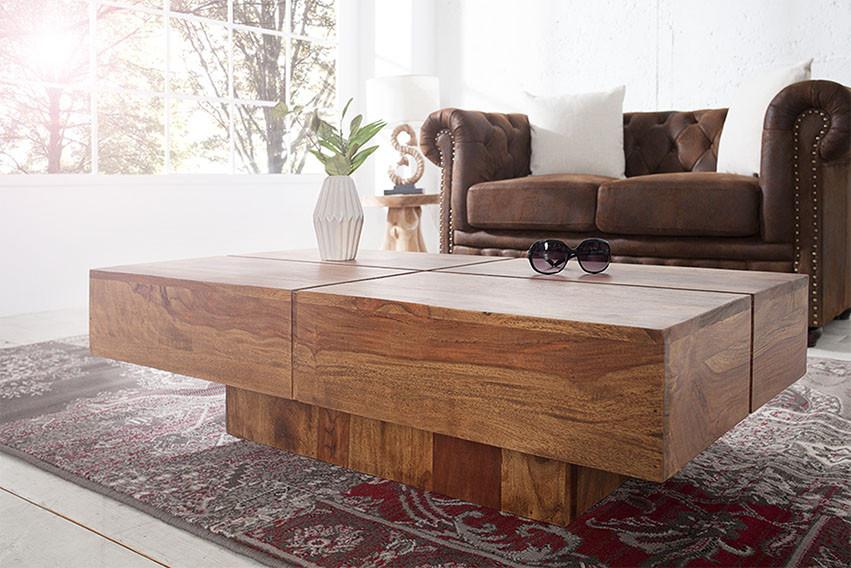 Solid Wood Contrast Coffee Table Large – Saraf Furniture