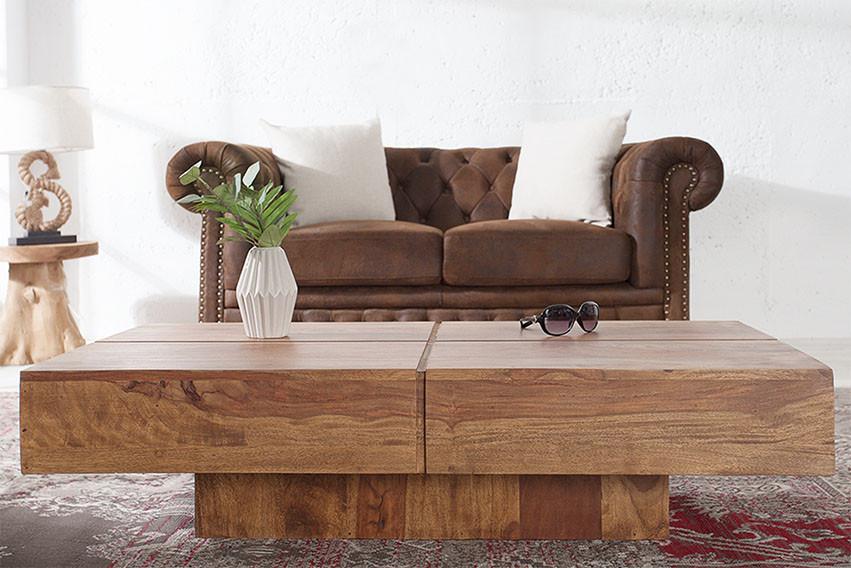 Solid Wood Contrast Coffee Table Large – Saraf Furniture