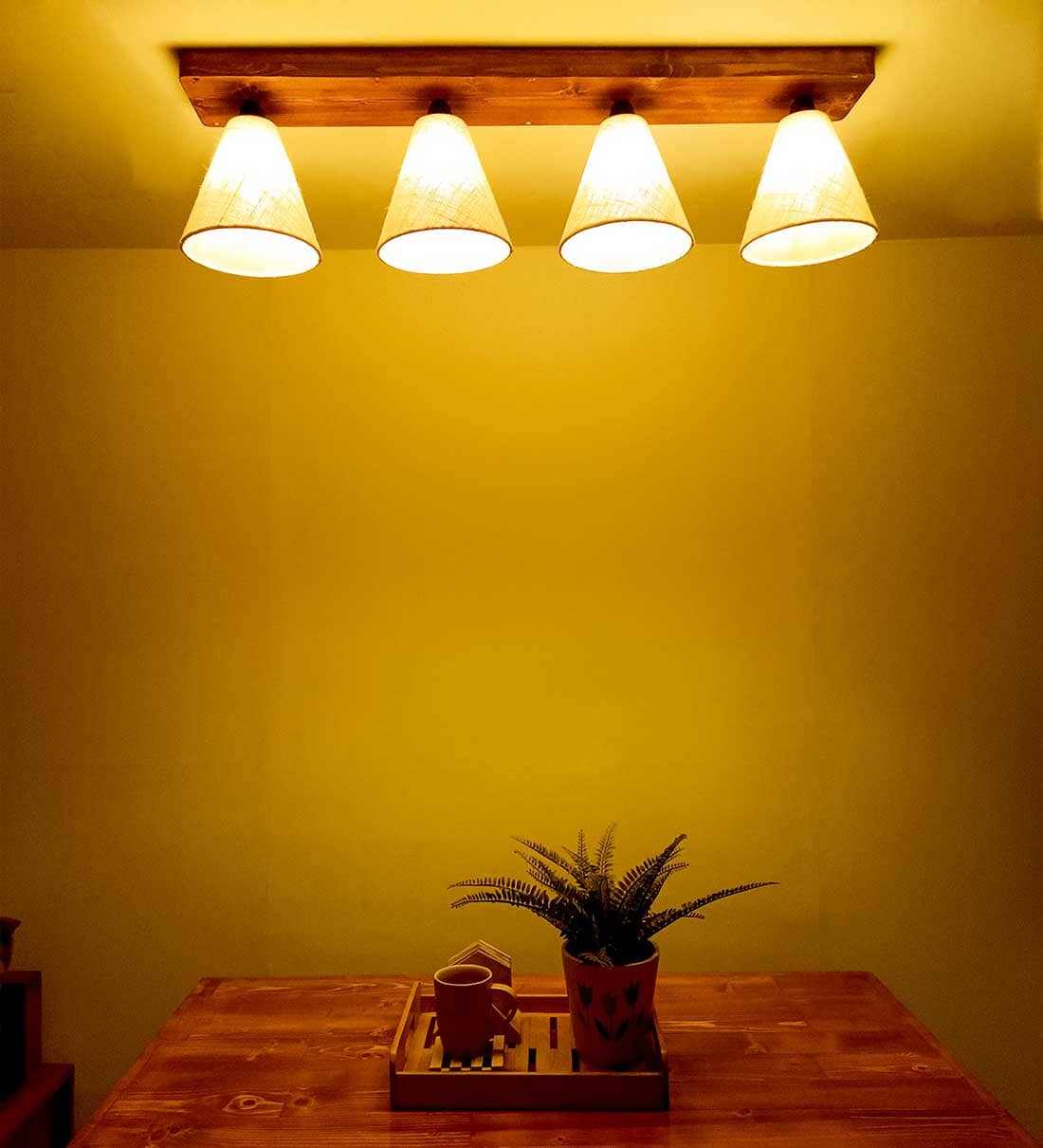 Buy Terzo Brown Wooden 4 Series Ceiling Lamp | New Launches Table Lamp ...