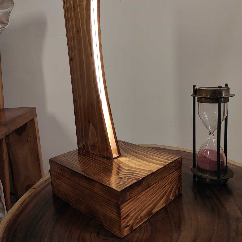 Buy Arc Brown Wooden LED Table Lamp | Saraf Furniture