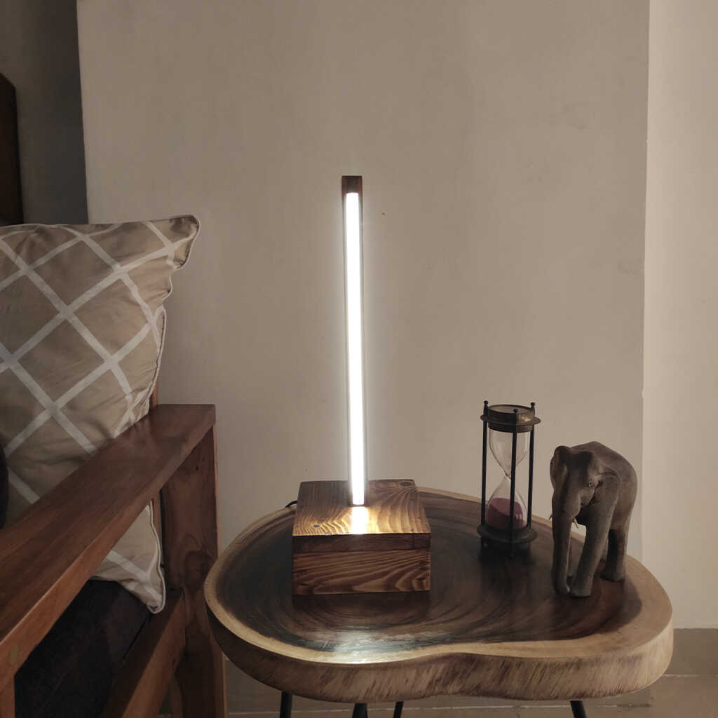 Buy Arc Brown Wooden LED Table Lamp | Saraf Furniture