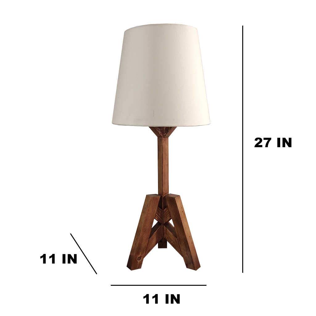 Buy Troika Wooden Table Lamp with Brown Base and Premium White Fabric ...